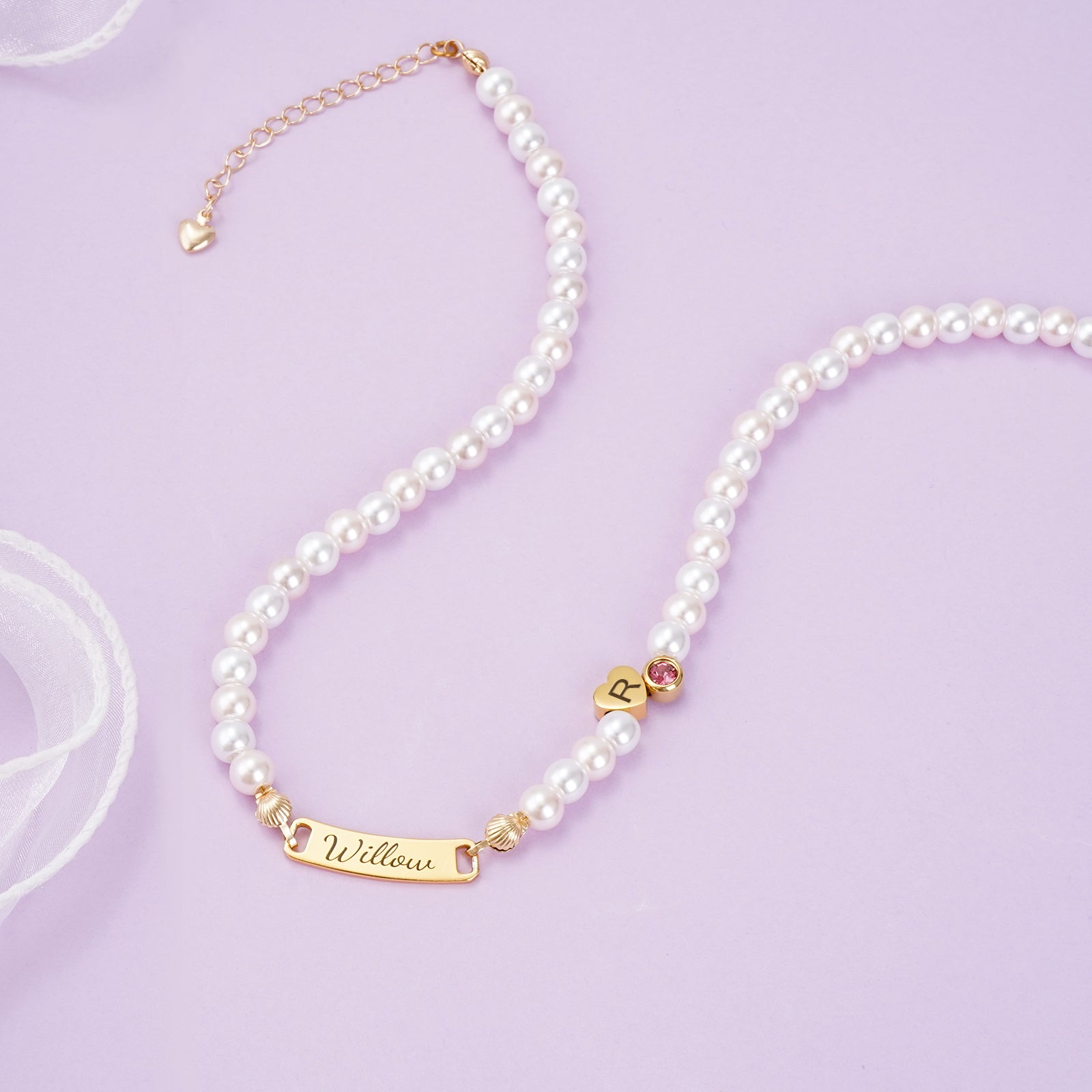 Personalized Pearl Necklace for Girls – Name, Initial, Birthstone ...