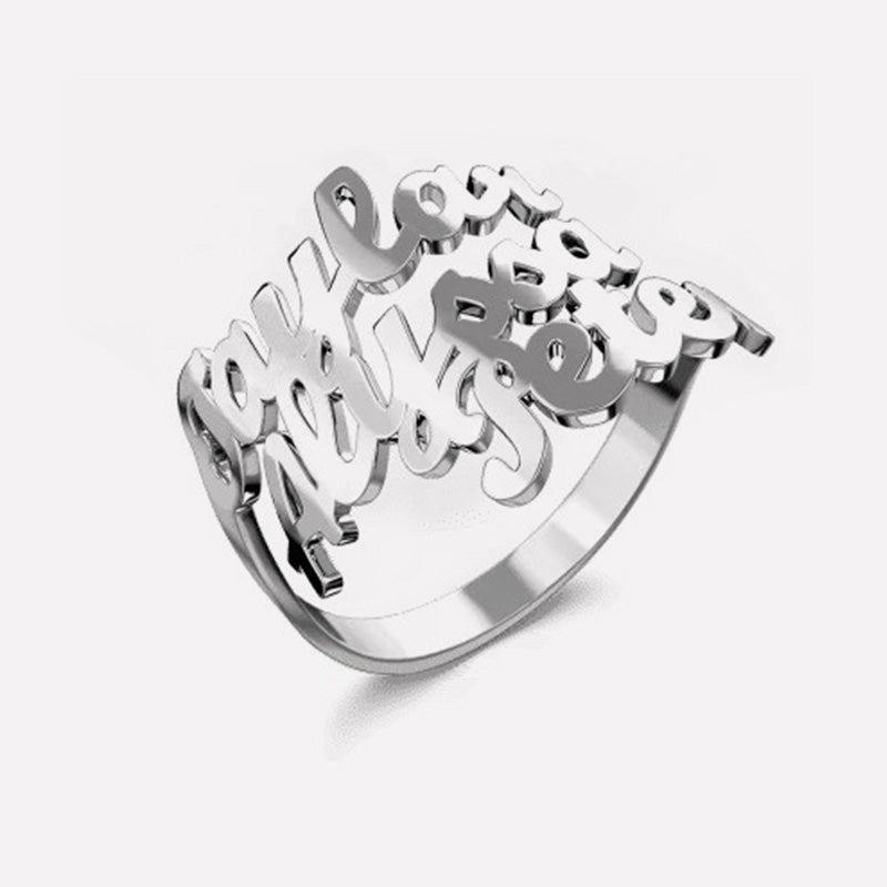 Sterling Silver Custom 4 Nameplate Rings – instgifts
