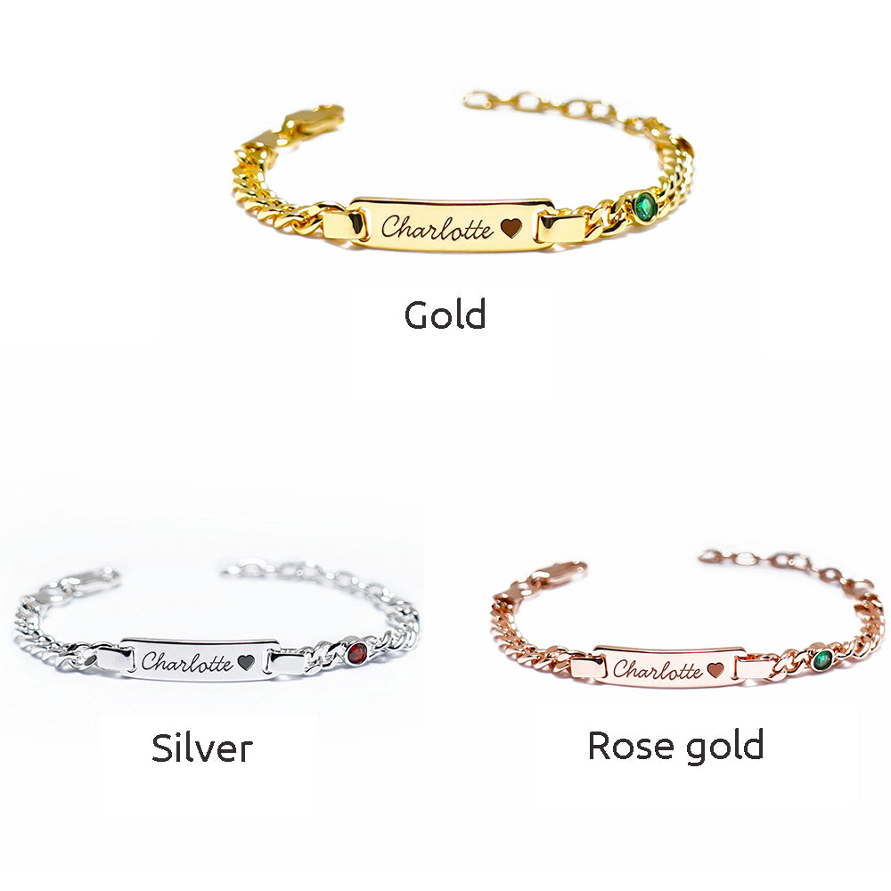 Personalized Baby Name and Birthstone Bracelet – instgifts